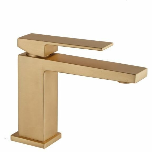 Смеситель однорычажный Fiore (Фиоре) Kube, с донным клапаном click-clack, матовое золото, 100OZ8515