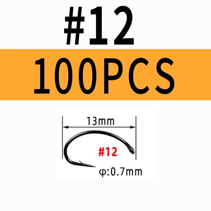 Рыболовные крючки #12, 100шт, размер 13мм