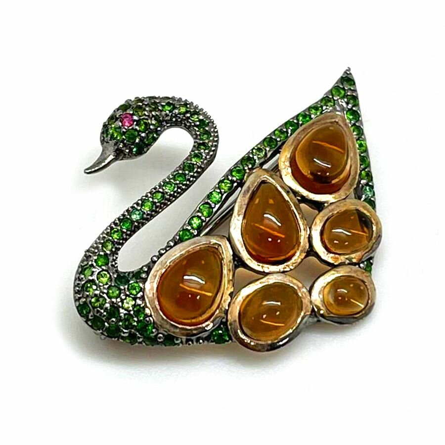 Брошь, хромдиопсид, хризолит