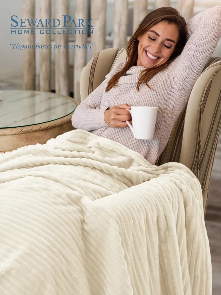 Плед 150х200 эко мех шиншиллы велсофт нежный белый подарочная упаковка