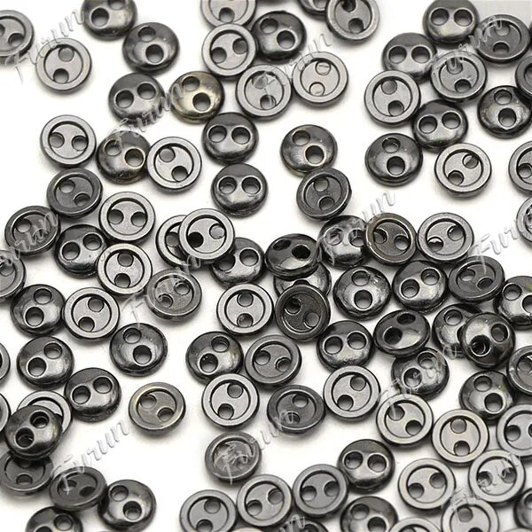 100 шт. Металлические Мини-пуговицы для изготовления кукольной одежды, материал для шитья своими руками, круглые пуговицы с 2 отверстиями, аксессуары ручной работы 3 мм, 4 мм, 5 мм 3mm, Gun Black