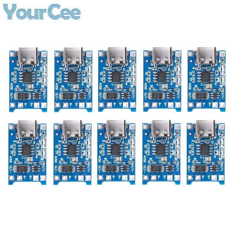 10шт Модуль зарядки TP4056 Type-C 1A, Цвет: 10pcs
