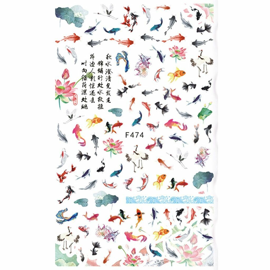 Наклейки для рисования золотых рыбок, декоративные стикеры для ногтей и эпоксидной смолы, креативные украшения ручной работы, яркие термостойкие наклейки для творчества и маникюра