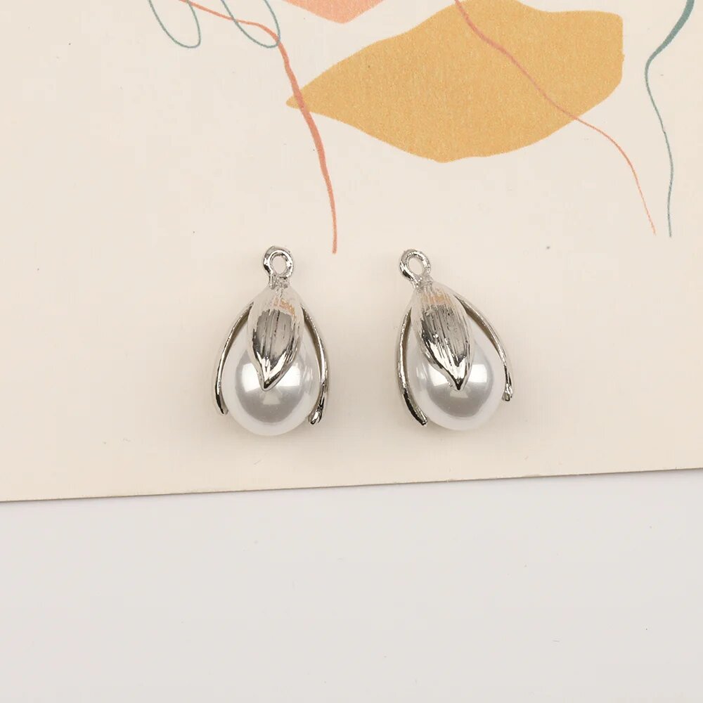 Подвески для бижутерии, жемчуг в металле White Rhodium