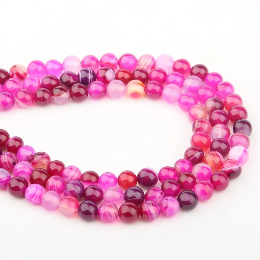 Бусины Агат Розово-Красная Полоска 4/6/8/10/12 мм 8mm 48pcs beads