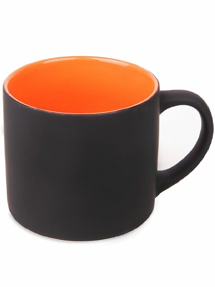 Кружка YASNA с покрытием SOFT-TOUCH, черный с оранжевым, 310 мл, фарфор