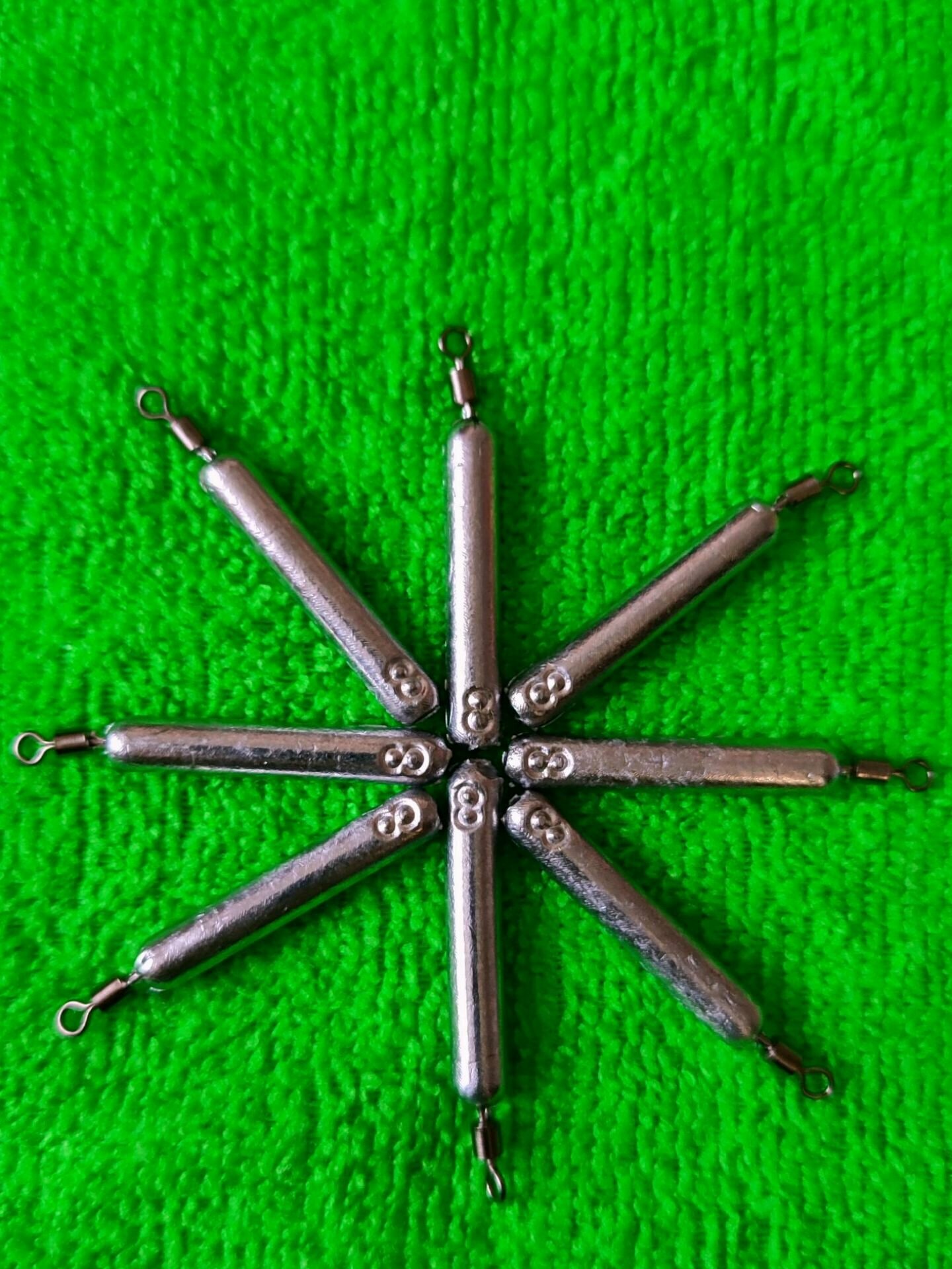 Груз рыболовный "Палочка на вертлюге" вес 8гр 10шт, дропшот, отводной поводок, джигриг