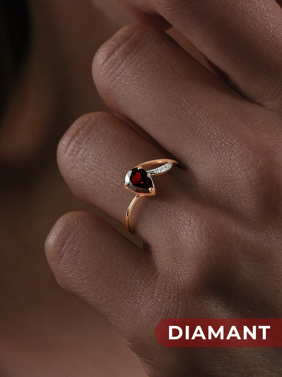 Кольцо, красное золото, 585 проба, гранат