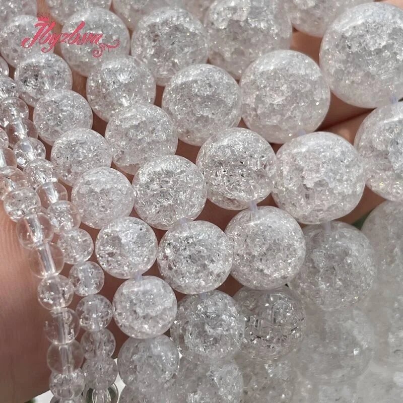 Кварцевые бусины jbyzbsm белые круглые 6/8/10 мм 15 дюймов 6mm approx 60-63pcs, faceted