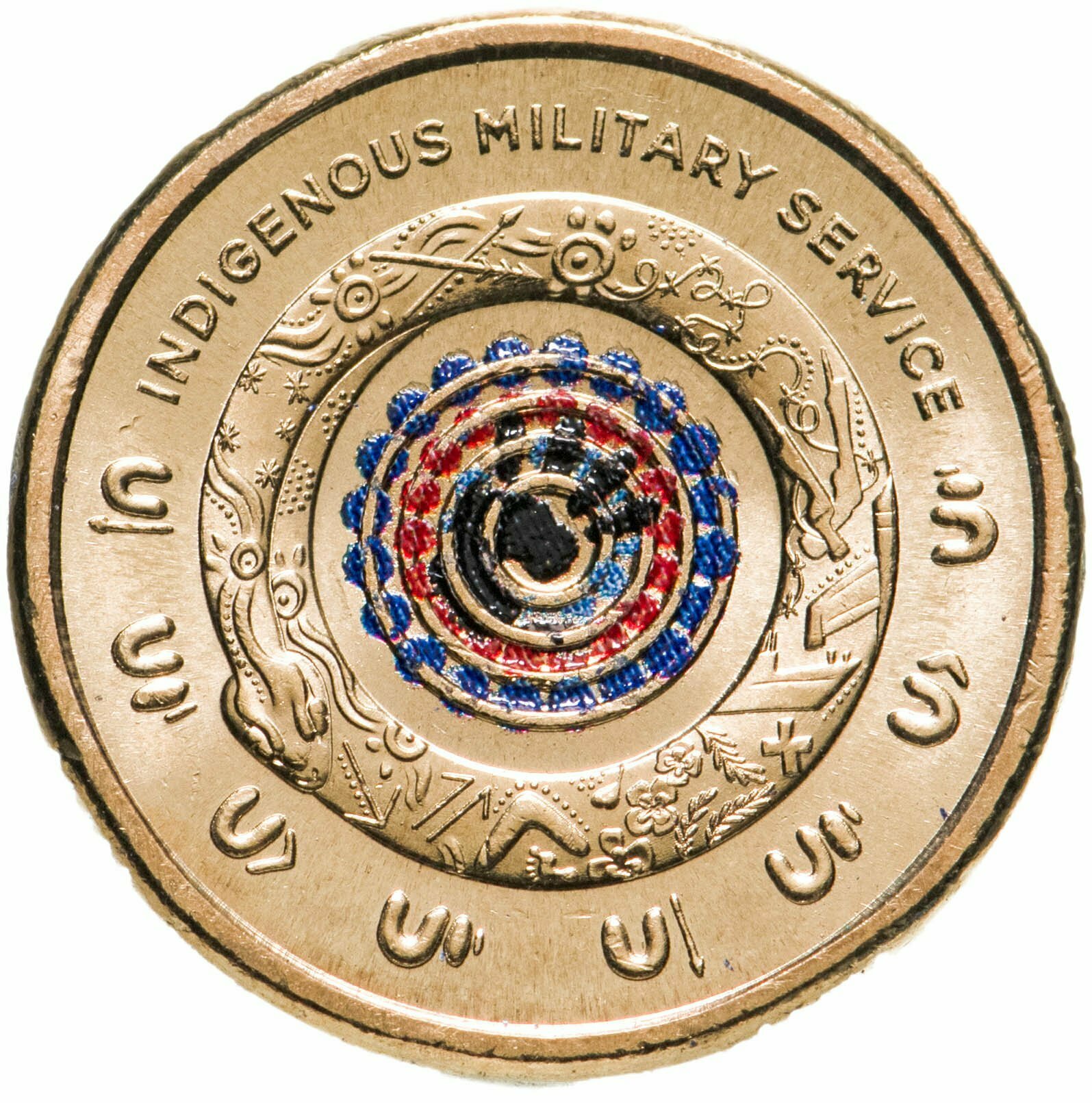Австралия 2 доллара 2021 "Военная служба коренных народов, Вторая Мировая Война" цветная, Бронза, в сохранности UNC
