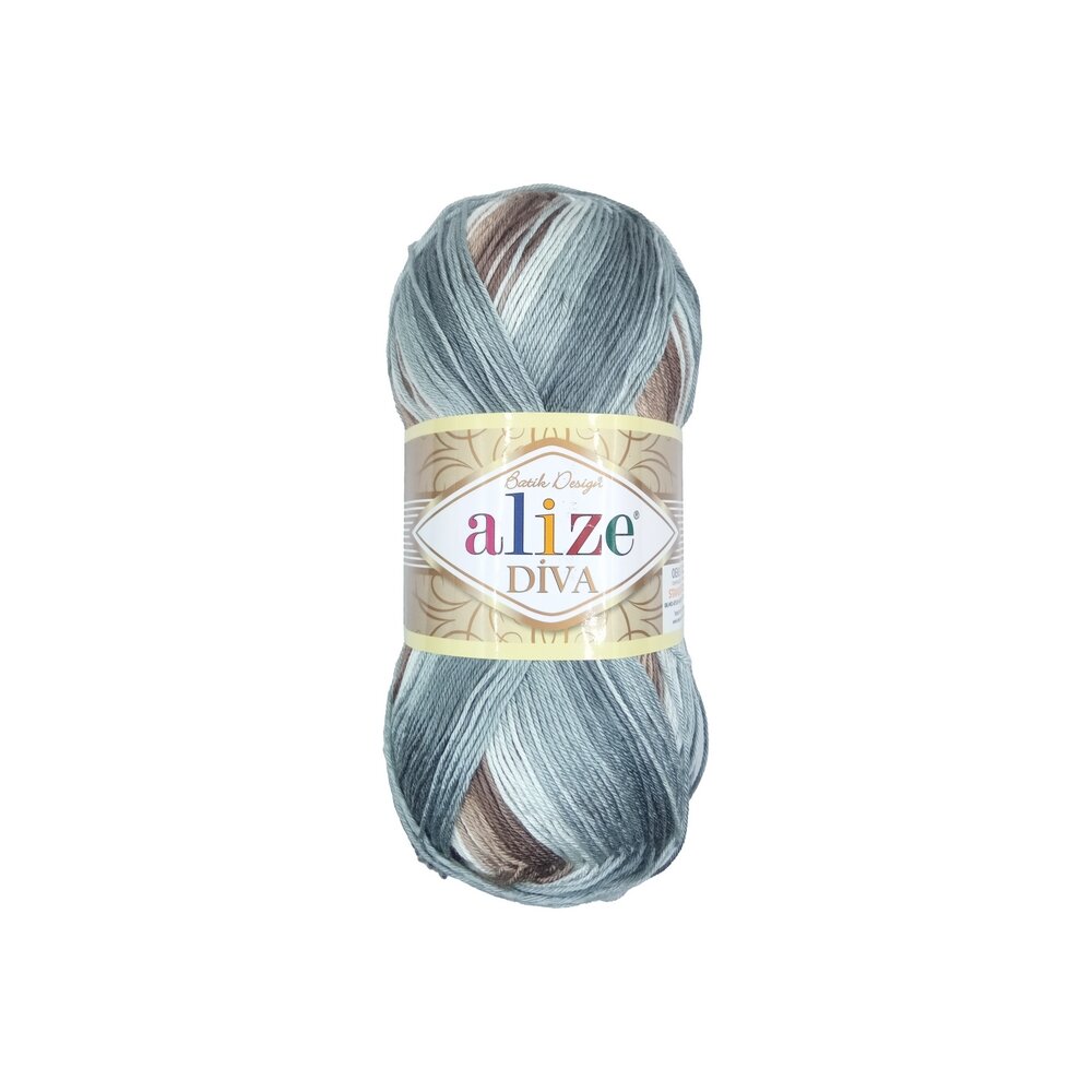 Пряжа для вязания Alize Diva batik 5742 серый коричневый 100 гр/350 м 100% микрофибра