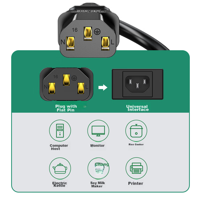 Shengwei 3C Safety Certified Power Cord 10 Meters, Suitable for Desktop Computer Chassis, Monitor, Printer, Rice Cooker, Pot, Mahjong Machine, APT0100G