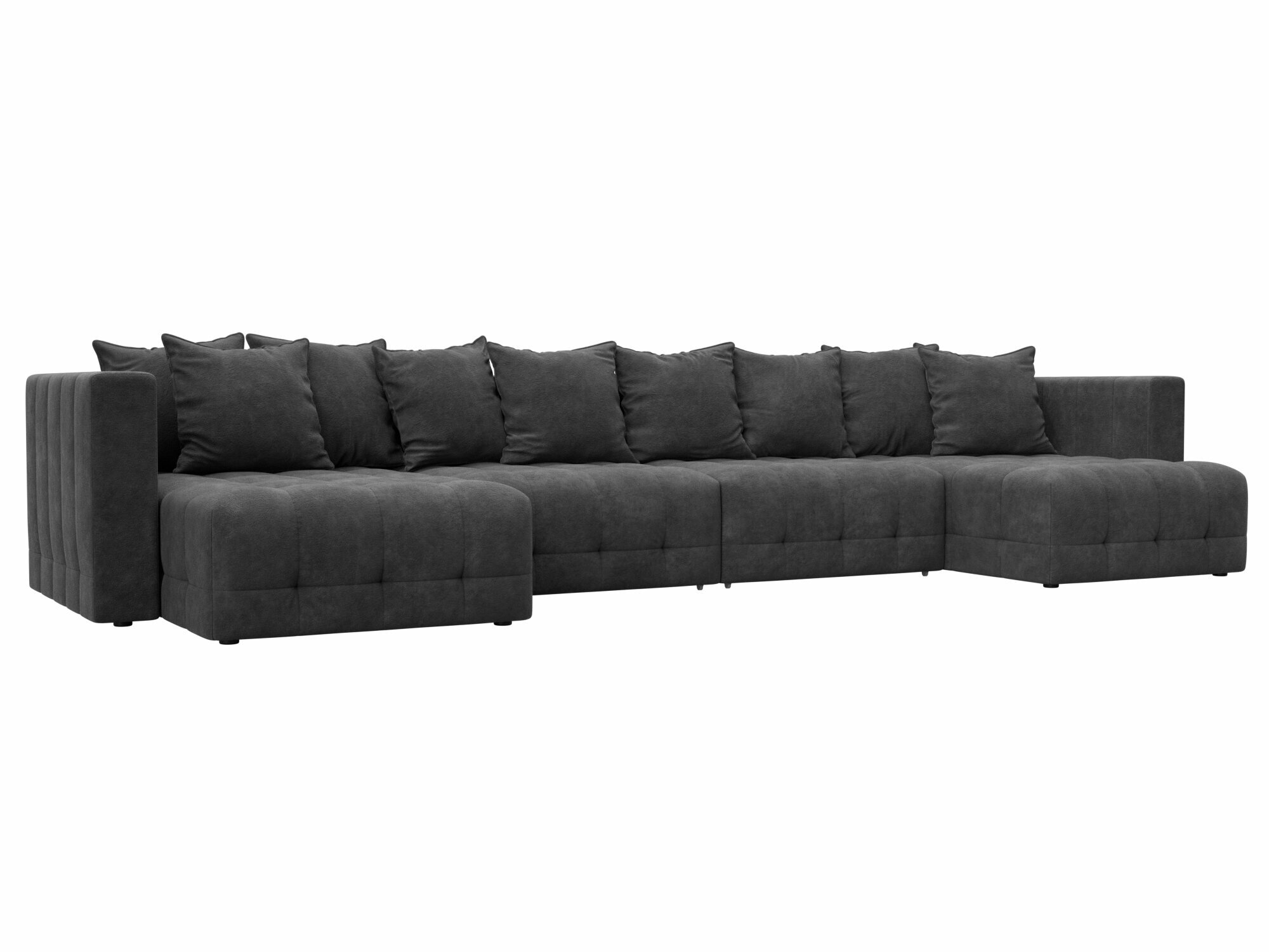 Диван П-образный Лига-052 НПБ Лонг, велюр BRUT 16 темно-серый