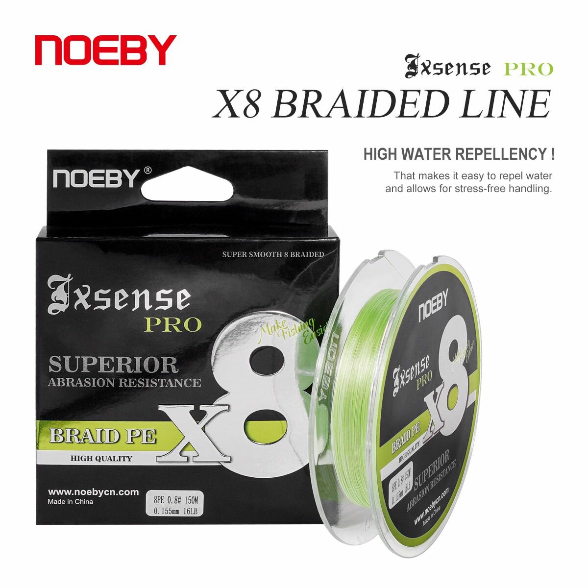 Noeby 8 Плетеные шнуры для рыбалки 150м 14-103lb PE сверхизносостойкая флуоресцентно-зелёная леска