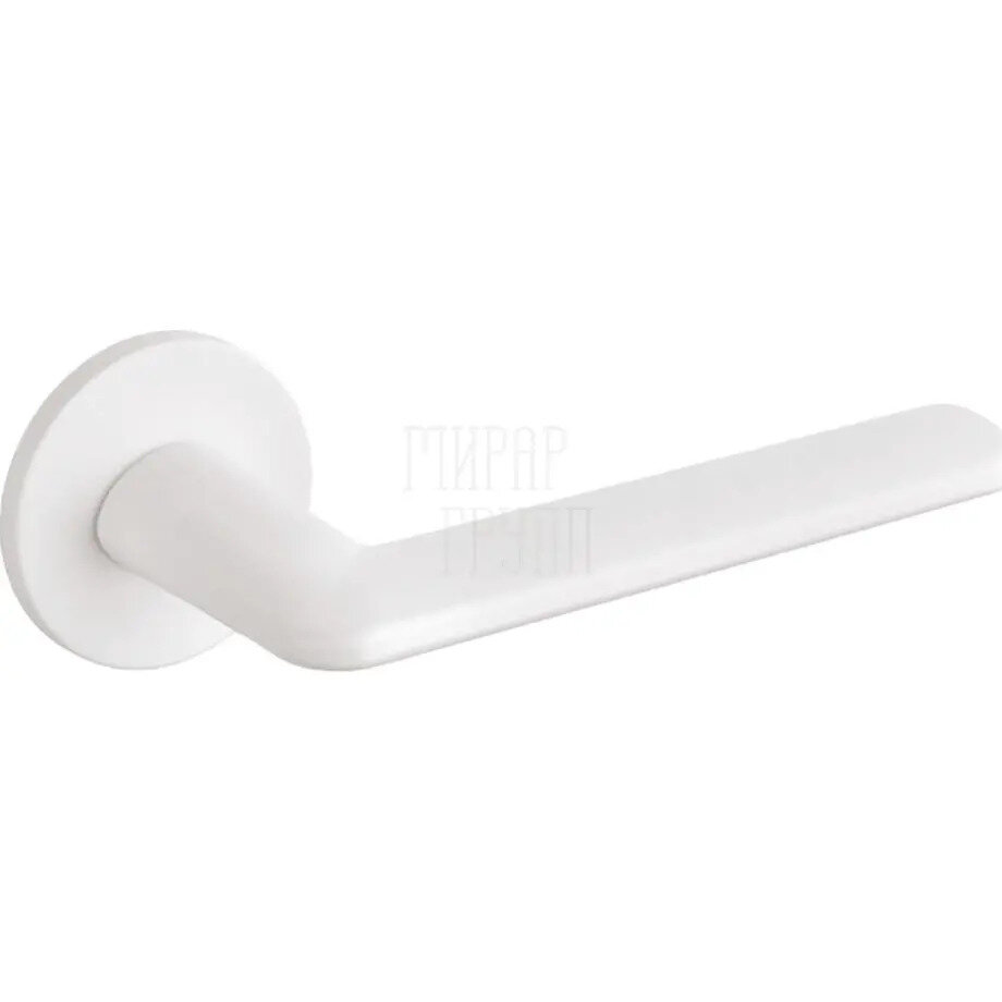 Дверная ручка на круглой розетке Tupai "Eliptica" 3098 5S RT (на тонком основании 5 мм) матовый белый