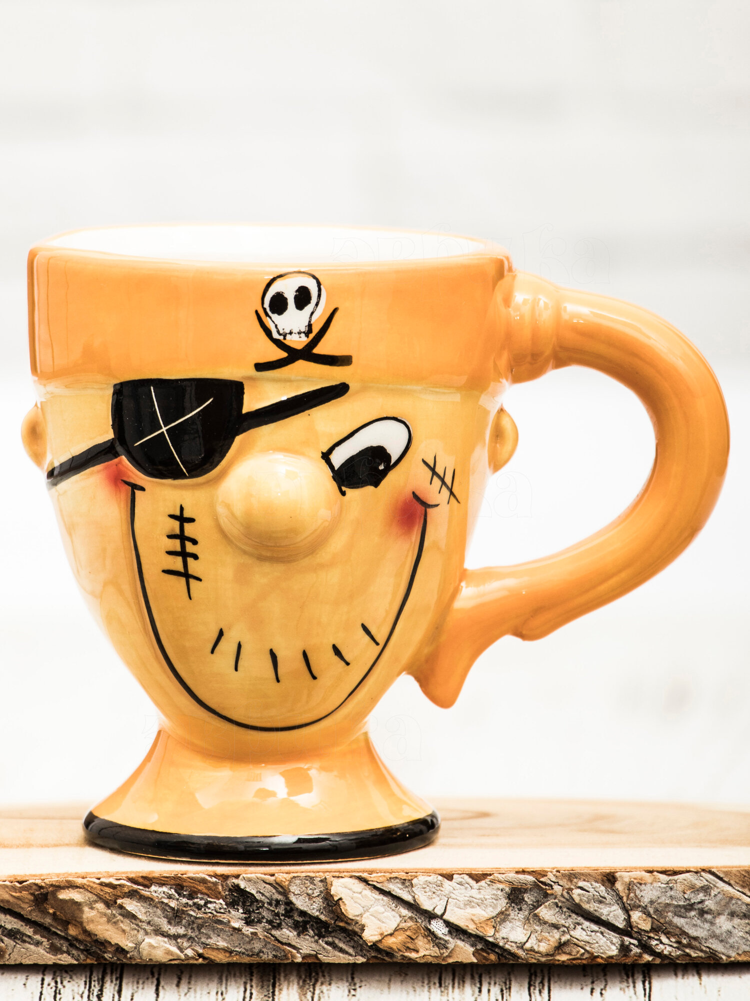 Кружка для чая Пират Остров сокровищ (N 5) оранжевый 300 мл керамическая, кружка мужская, чашка подарочная для мальчика