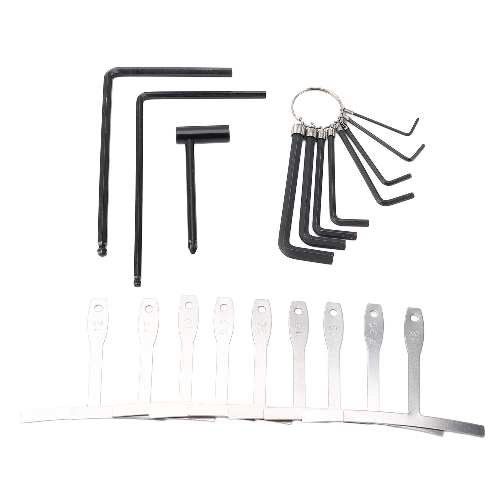 Набор из 20 ключей для регулировки гитары, стальной шаровой наконечник, анкерный стержень, радиусный калибр, инструменты для ремонта гитары