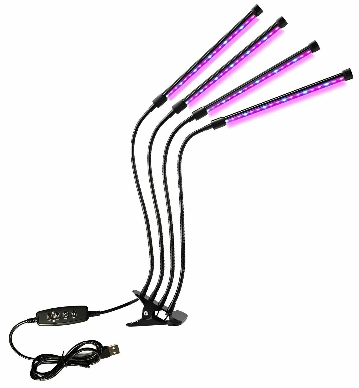 Светодиодная фитолампа на прищепке 4х10 Вт, полный спектр / ультрафиолет