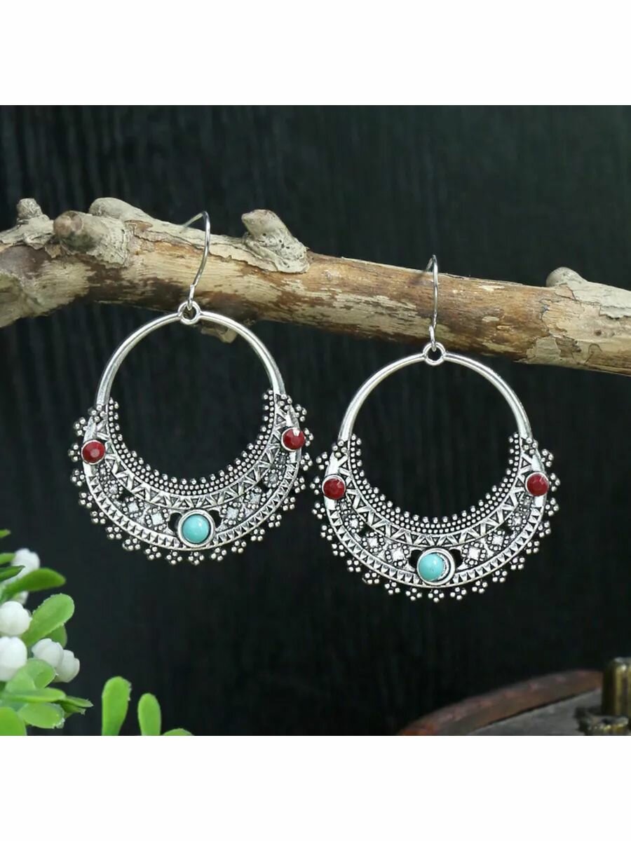 Серьги, бирюза синтетическая, эмаль