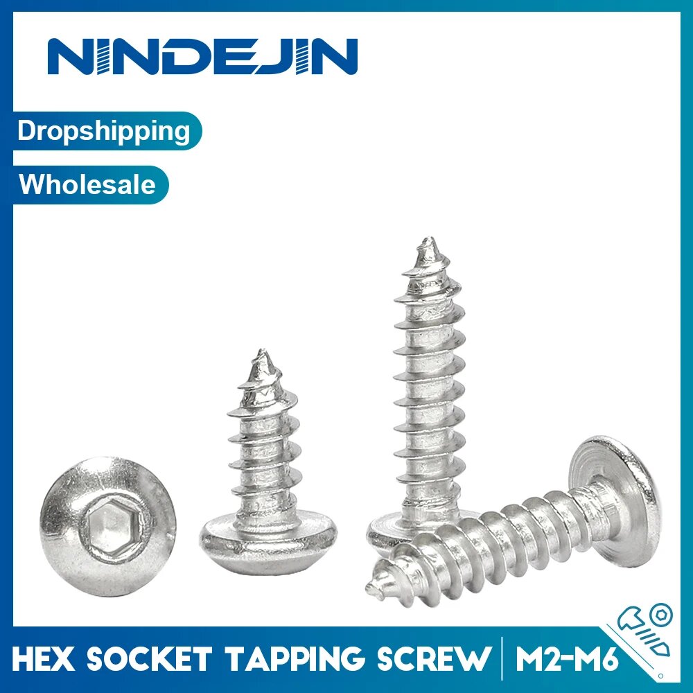 NINDEJIN Саморезы из нержавеющей стали M2-M6 M6 10pcs, 16mm