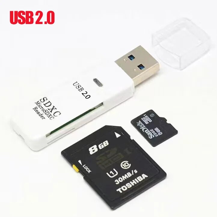 USAMR Мини кардридер 2 в 1 USB 3.0 White 2.0