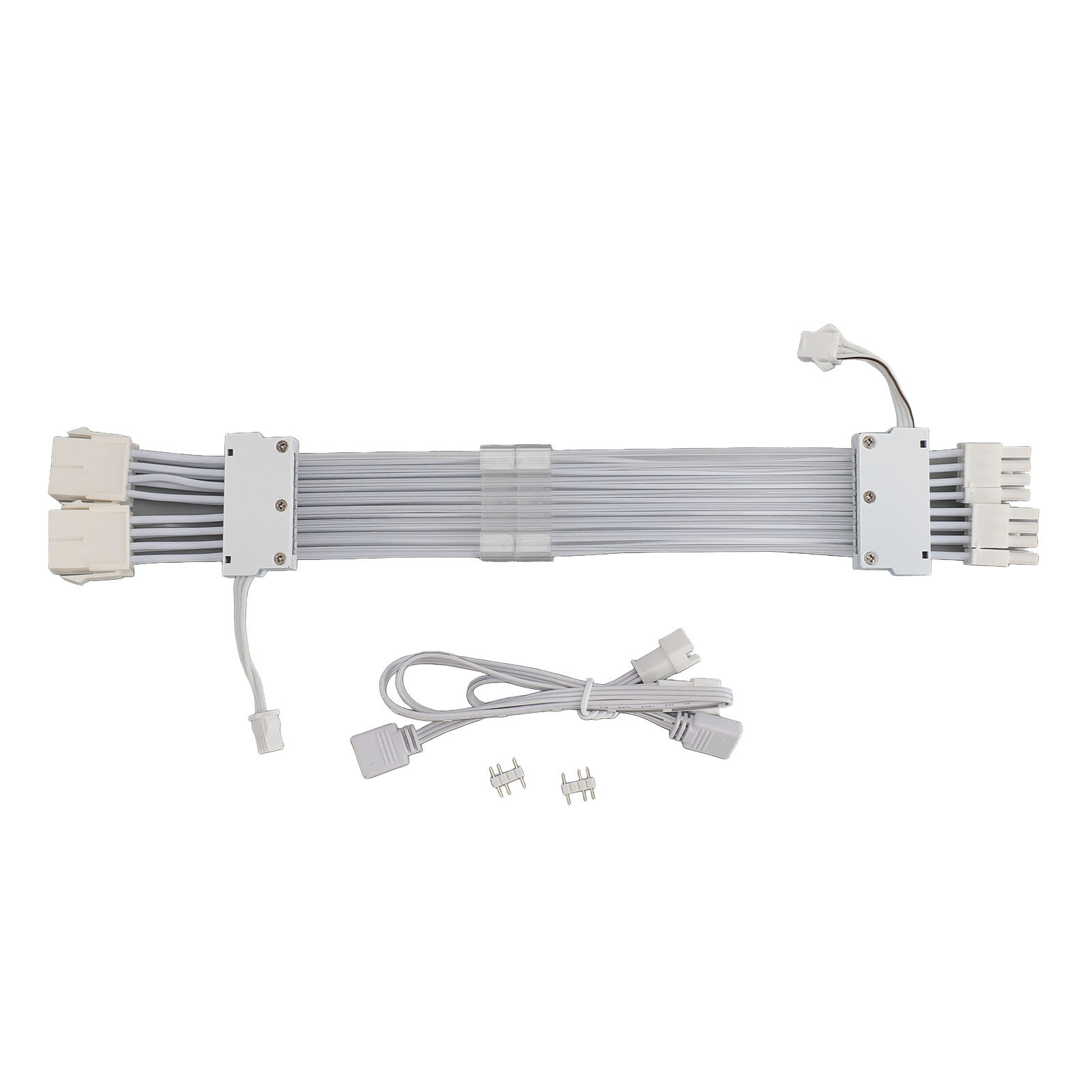 Кабели для блока питания RGB, кабель питания для видеокарты ARGB, комплект удлинителей 2x8 контактов, 5 В, 3 контакта, синхронизированные для корпуса ПК, белые.