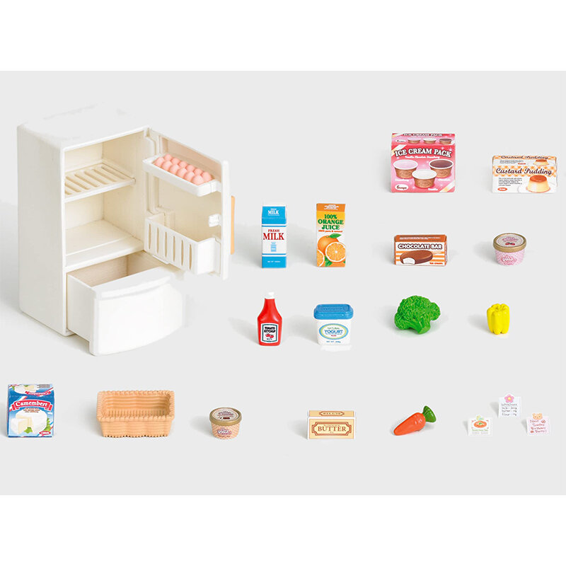 Epoch Sylvanian Families Refrigerator Set / Коллекционное Издание Семейный Игровой Набор-холодильник Шилван С Подробными Аксессуарами И Фигурками Для Детей От 6 Лет И Старше.