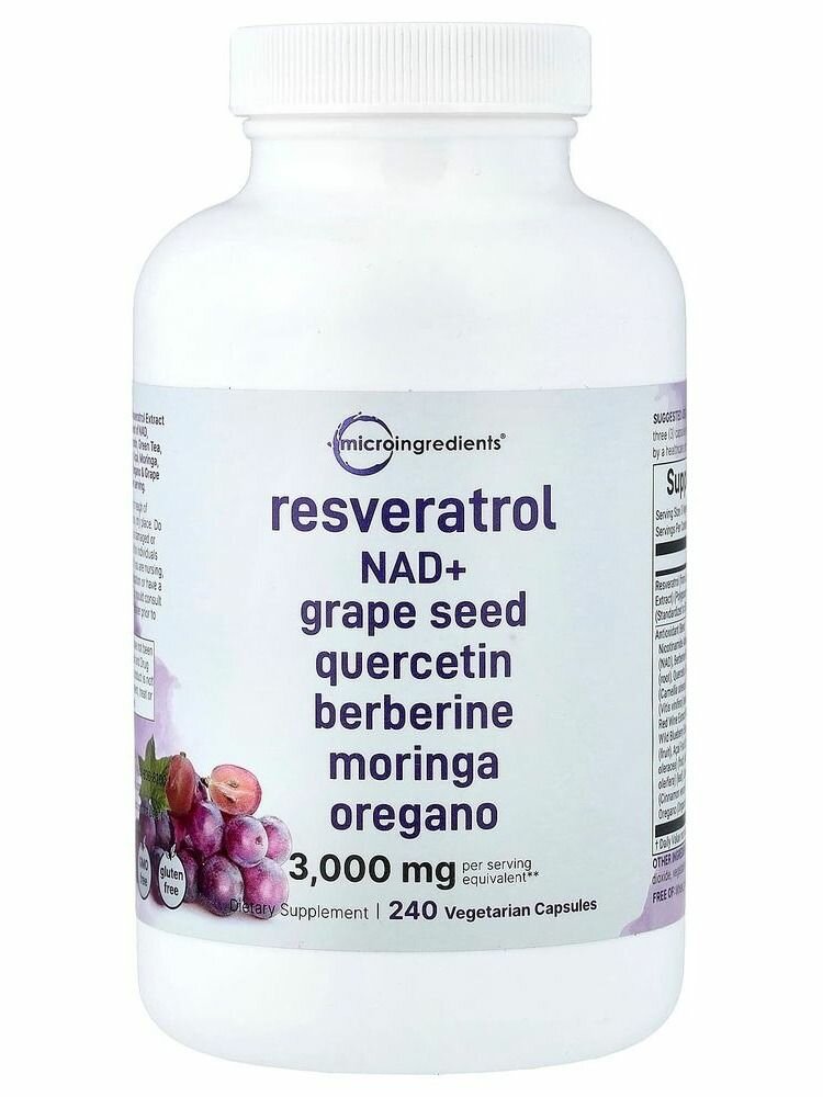 Ресвератрол, 240 вегетарианских капсул, Micro Ingredients