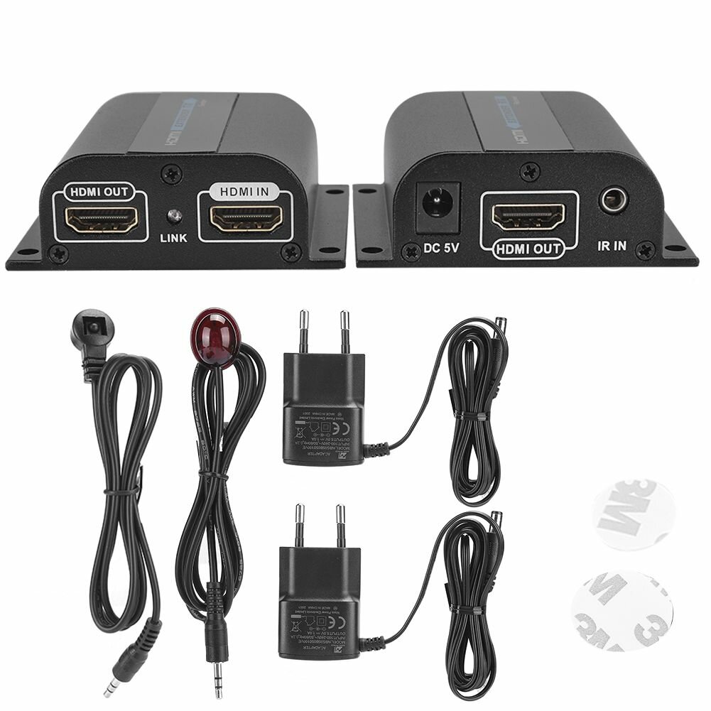 ИК-удлинитель HDMI через RJ с питанием от сети