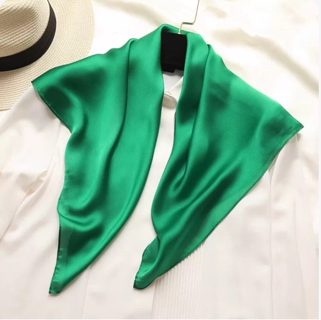 Шелковое полотенце 100% тутовый шелк 1 шт, Green, 70x70cm