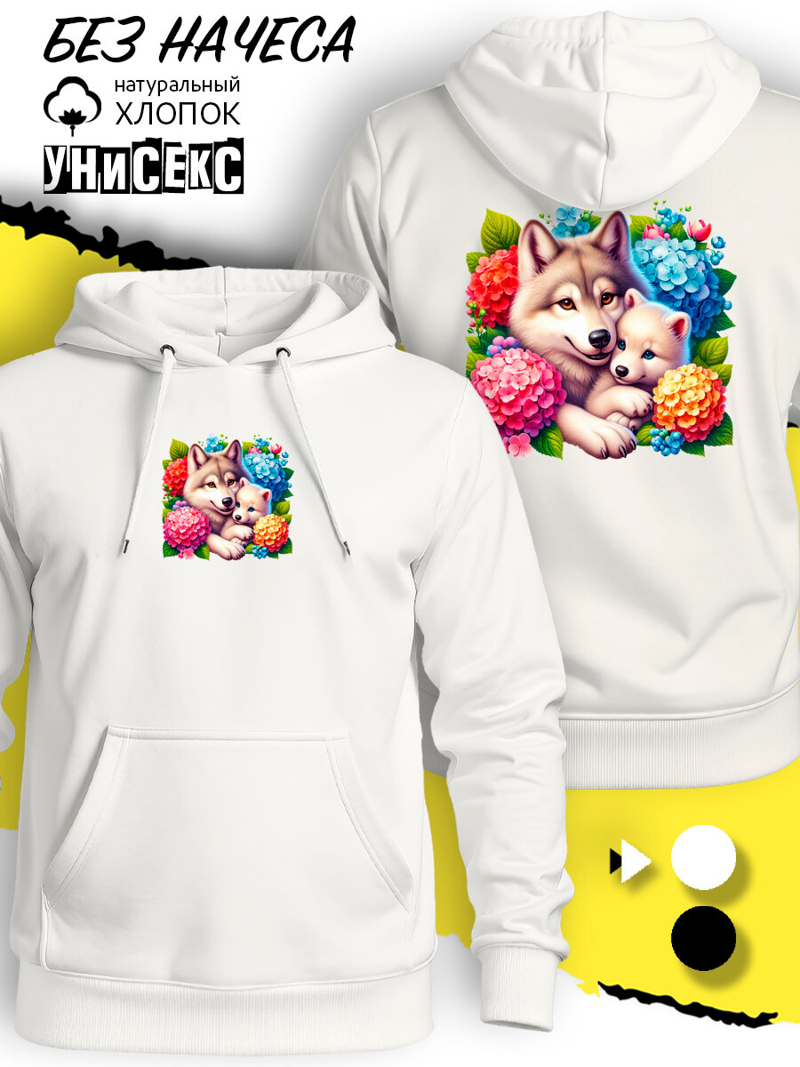 Худи Толстовка свитшот волки цветы