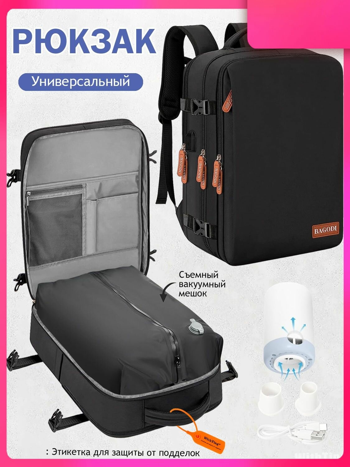 Чемодан, 15,6-дюймовый рюкзак для ручной клади, одобренный для полетов, Водонепроницаемый большой походный рюкзак объемом 40 литров