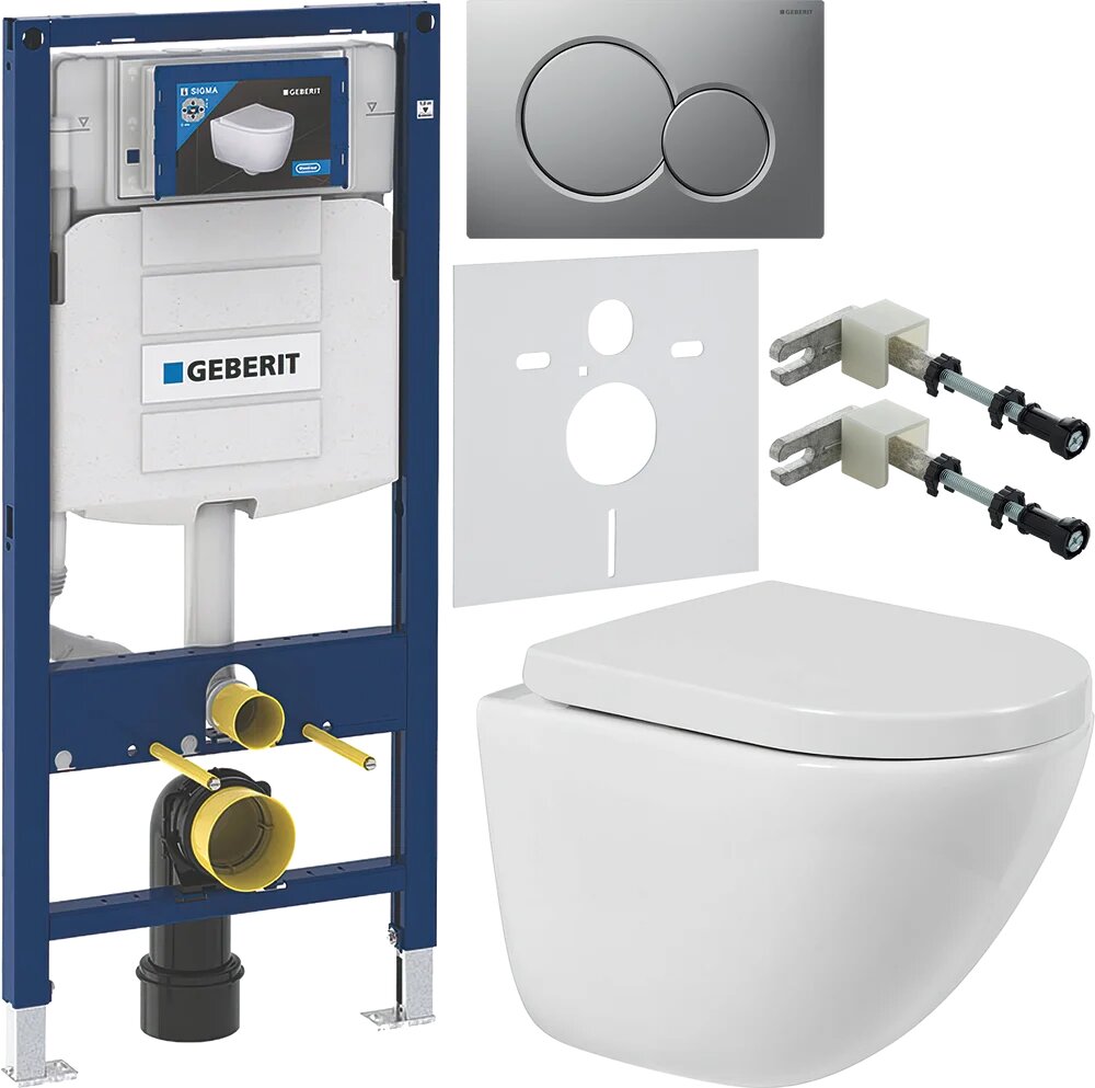 Комплект 6 в 1 Унитаз подвесной BelBagno Amanda BB051CHR безободковый / Сиденье Norma BB865SC с микролифтом / Инсталляция Geberit Duofix UP 320 111.300.00.5 (111.950.00.6), Кнопка Sigma 01 115.770. JQ