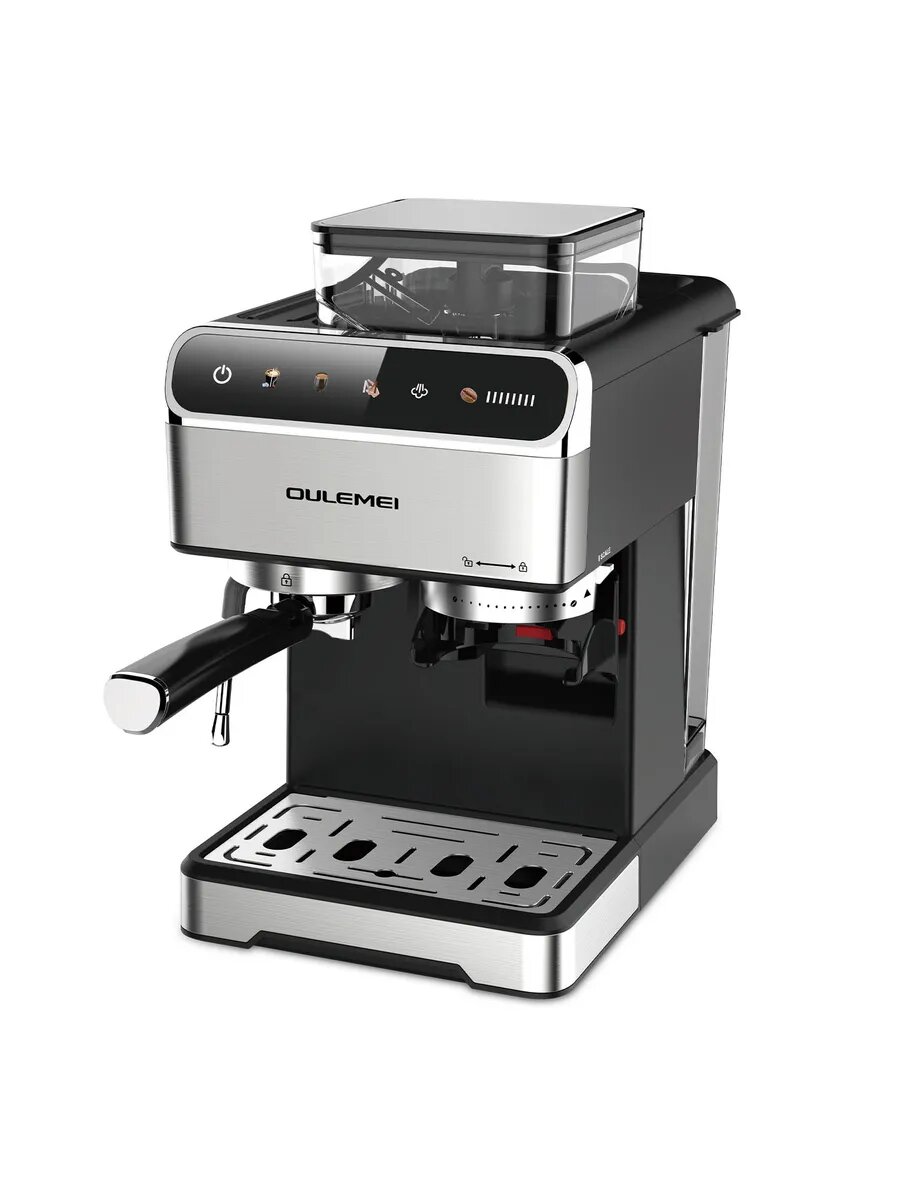 Кофемашина OULEMEI OLM-KFB012, нержавеющая сталь, 20бар, 1.5л