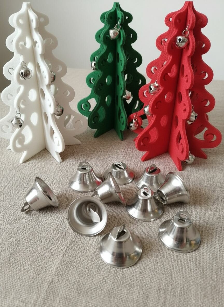 Колокольчик металлический. Размер 2,1 см. Цвет серебро. Упаковка 12 шт Вес 65 гр.