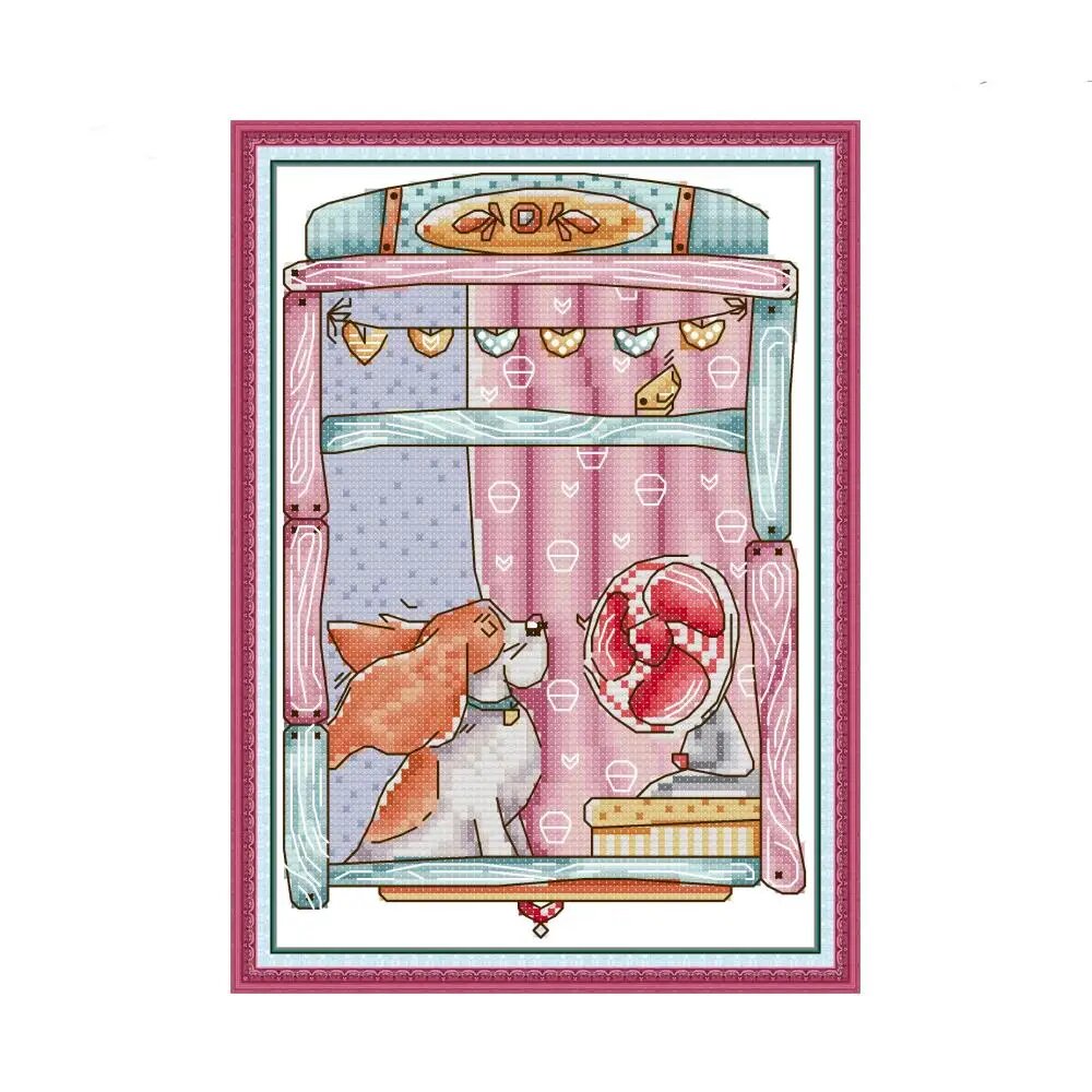 Вышивка крестиком Joy Sunday Animals Plant Window, 12 месяцев, 593, J594, J595, J596, J597, J598, J599, J600, J601, J602, J603, J604