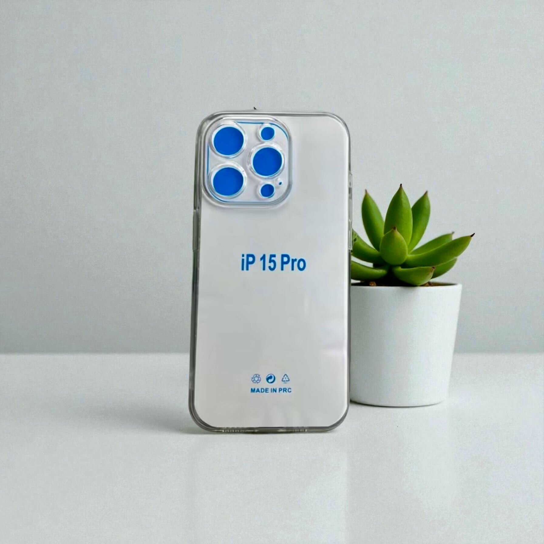 Чехол силиконовый прозрачный противоударный с защитой камеры для IPhone