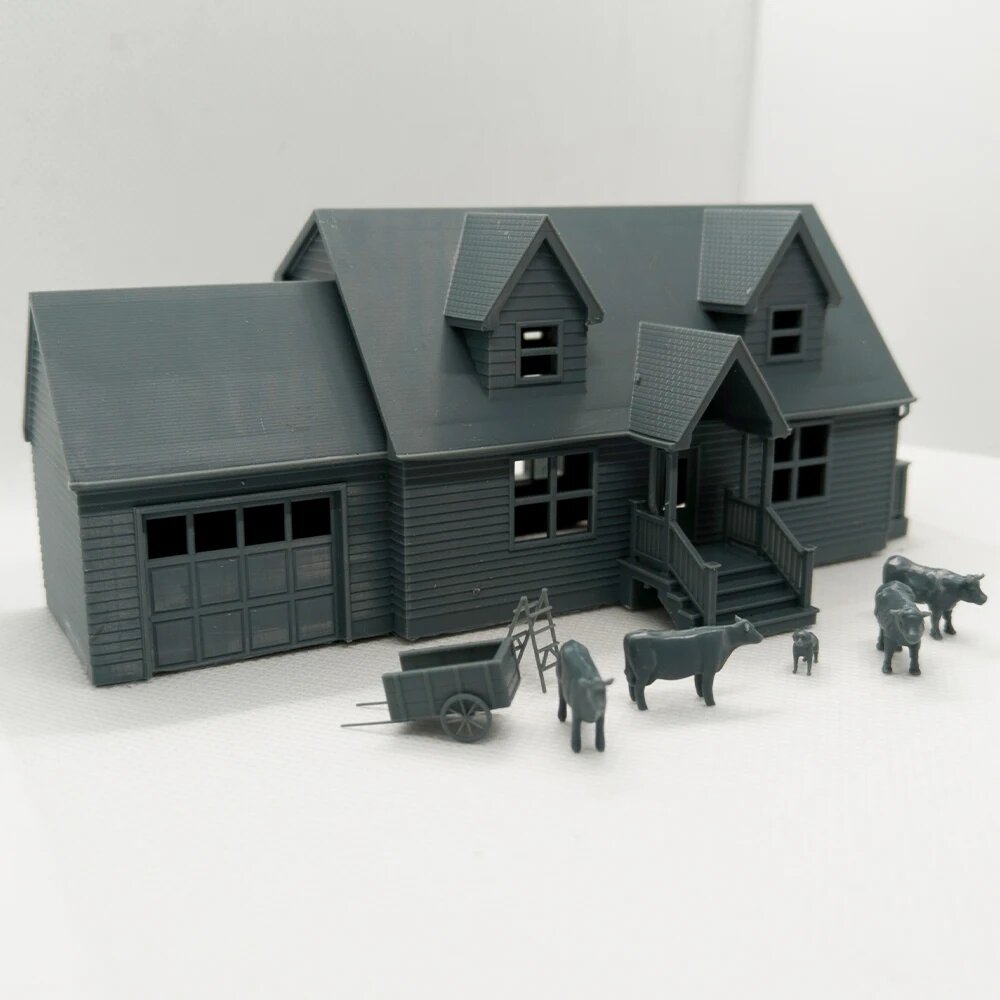 Модель дома с коровами 1/87, цвет 87 scale