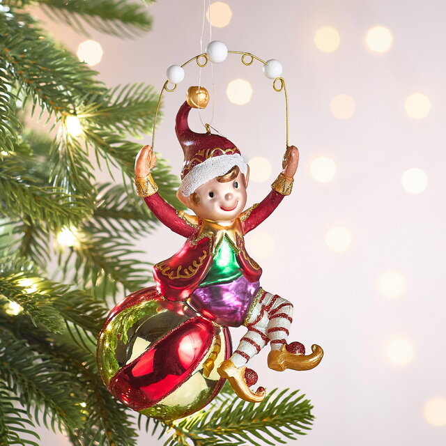 Елочная игрушка Эльф Чарли из цирка Чудес 15 см в подарочной коробке, стекло, Winter Deco, 5030118