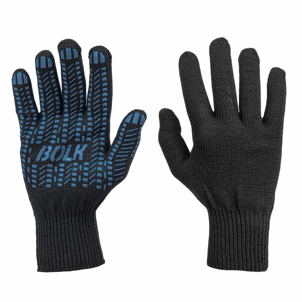 Перчатки рабочие черные Х/Б 10 класс с точечным покрытием из ПВХ