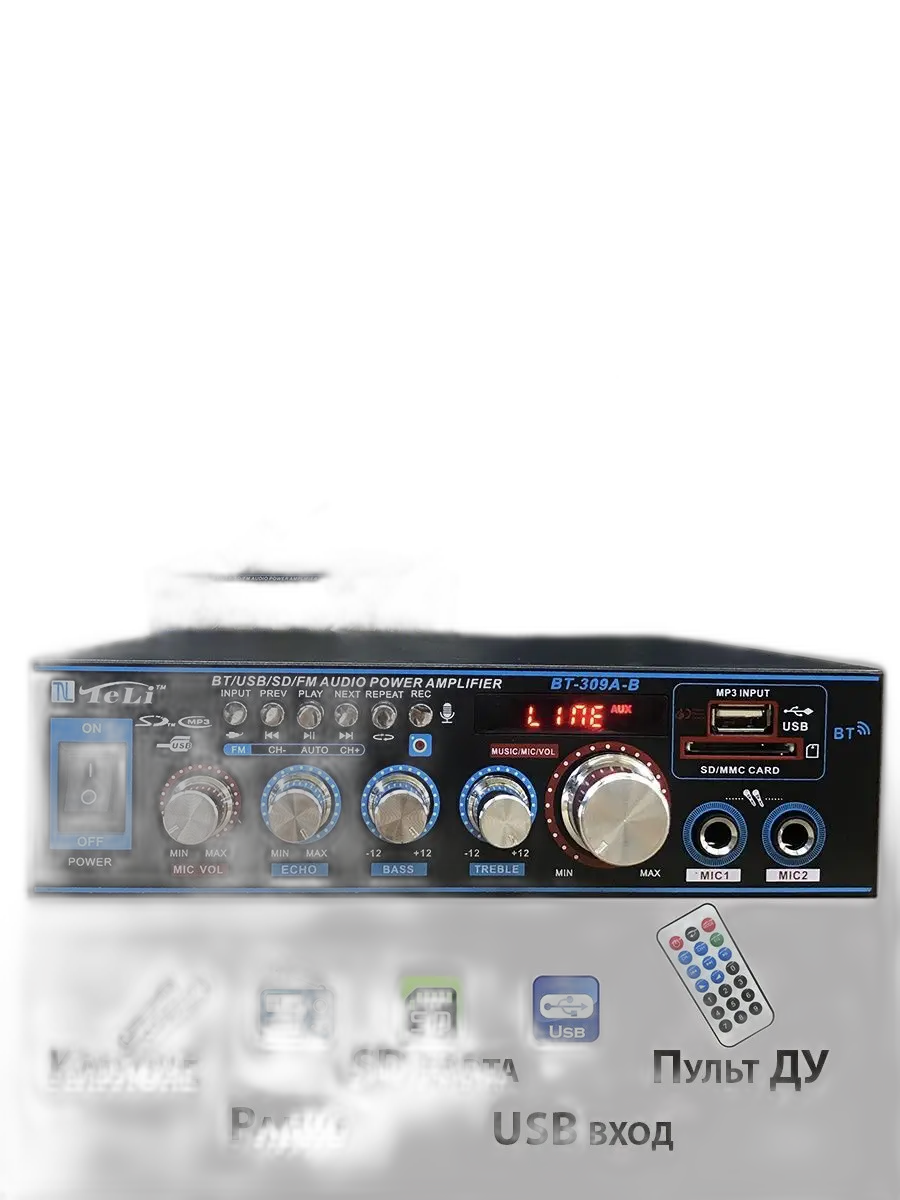 Bluetooth Hi-Fi усилитель для колонок Teli BT-309A-B