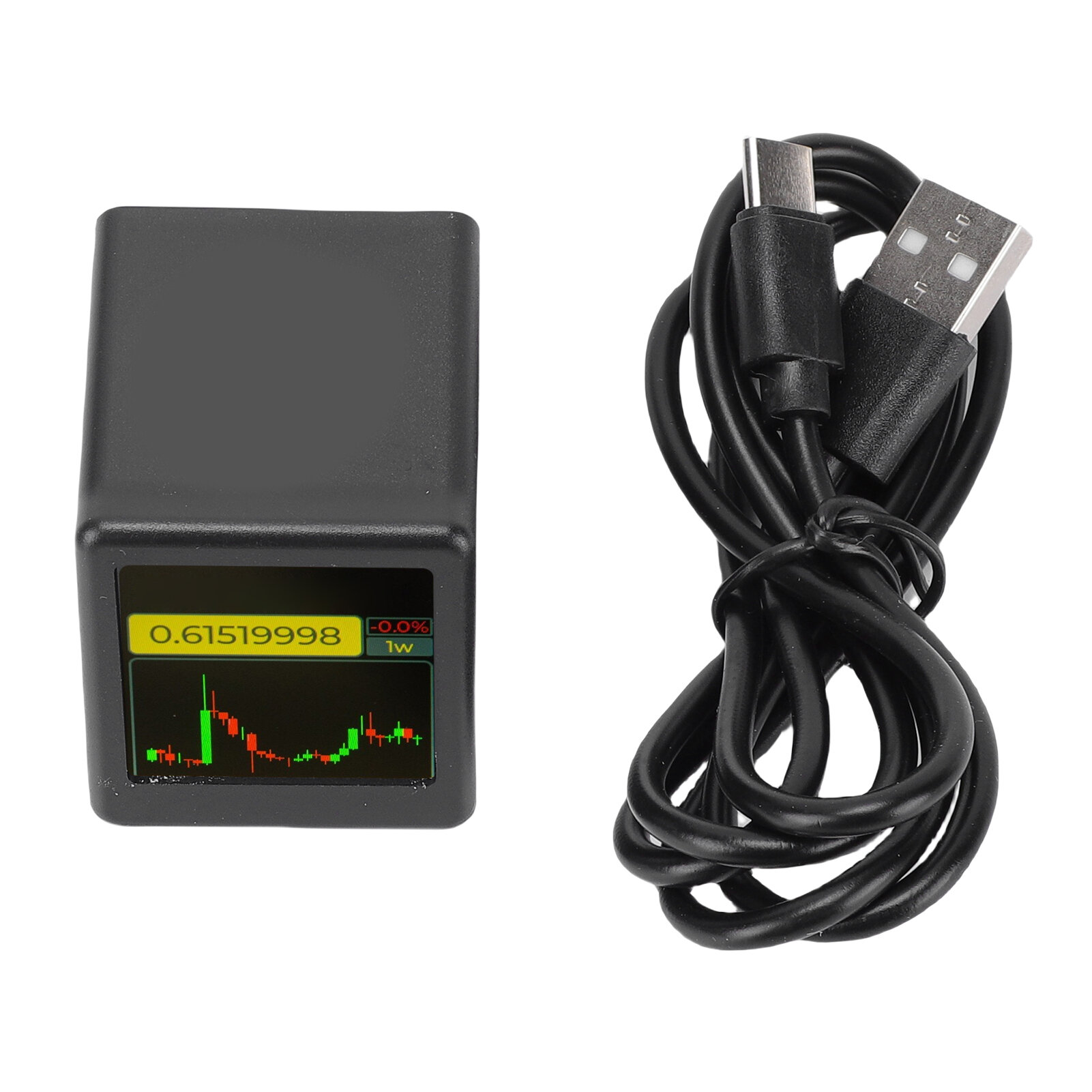 Компактныйнастольный/прикроватныйдисплейBitcoinStockTickerсWi-Fi, отображениемценыкриптовалютывреальномвремени, часами, погодойиGIF-анимацией, черный.