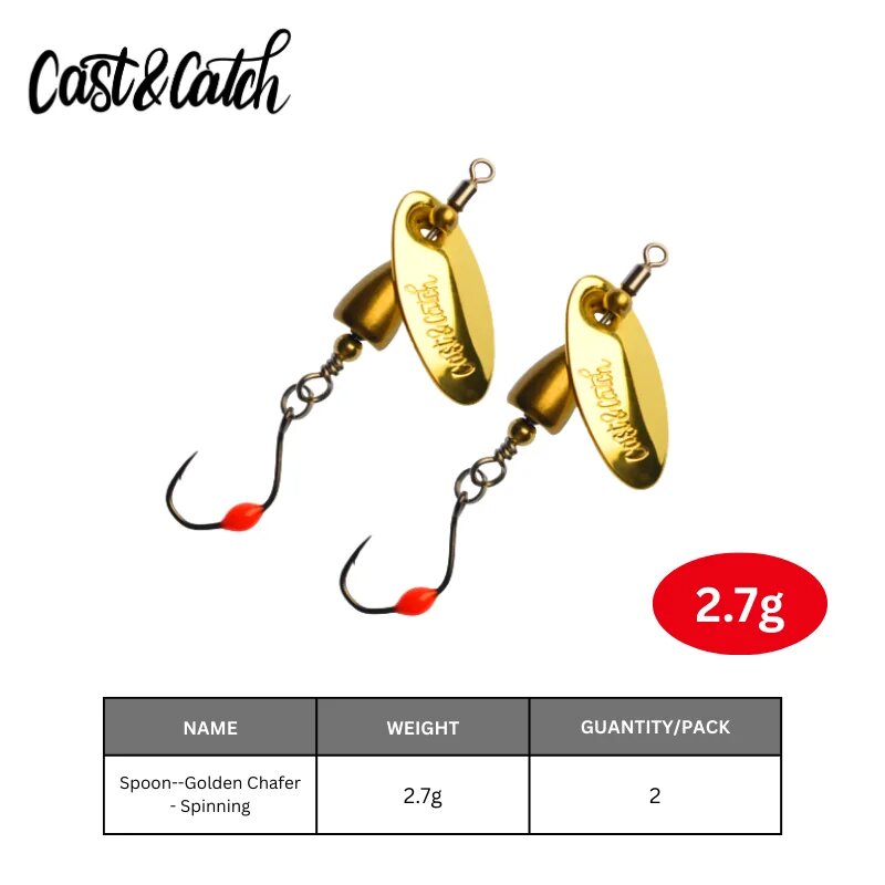 CAST&CATCH Металлическая джиг-ложка Golden Chafer/Golden Beetle для форели Chafer Spinning 2.7G