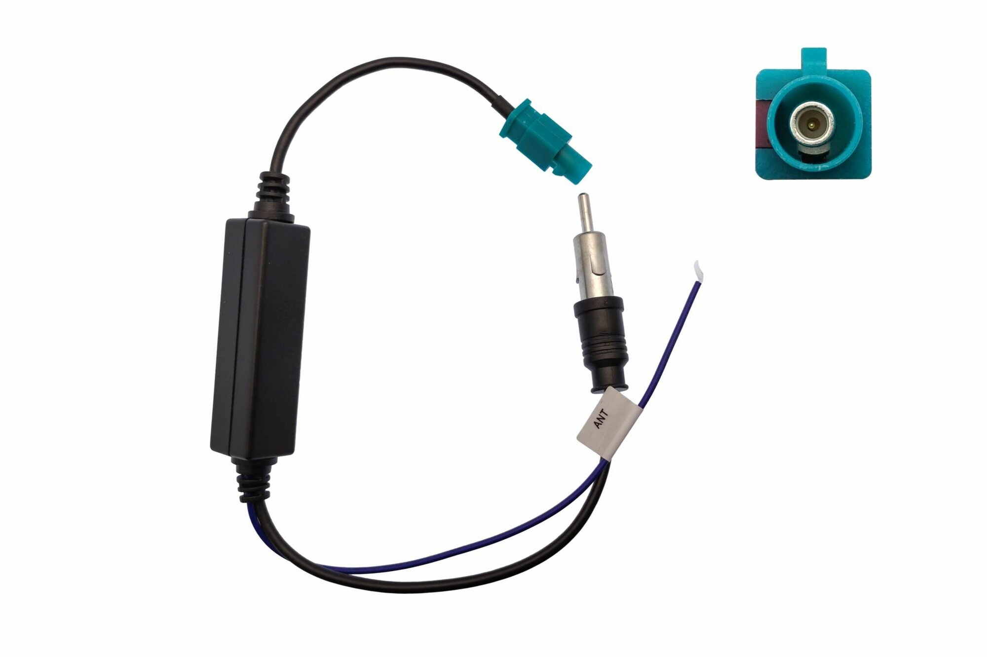 ISO-переходник на антенну для Volkswagen, Audi, Opel, Skoda прямой длинный с питанием