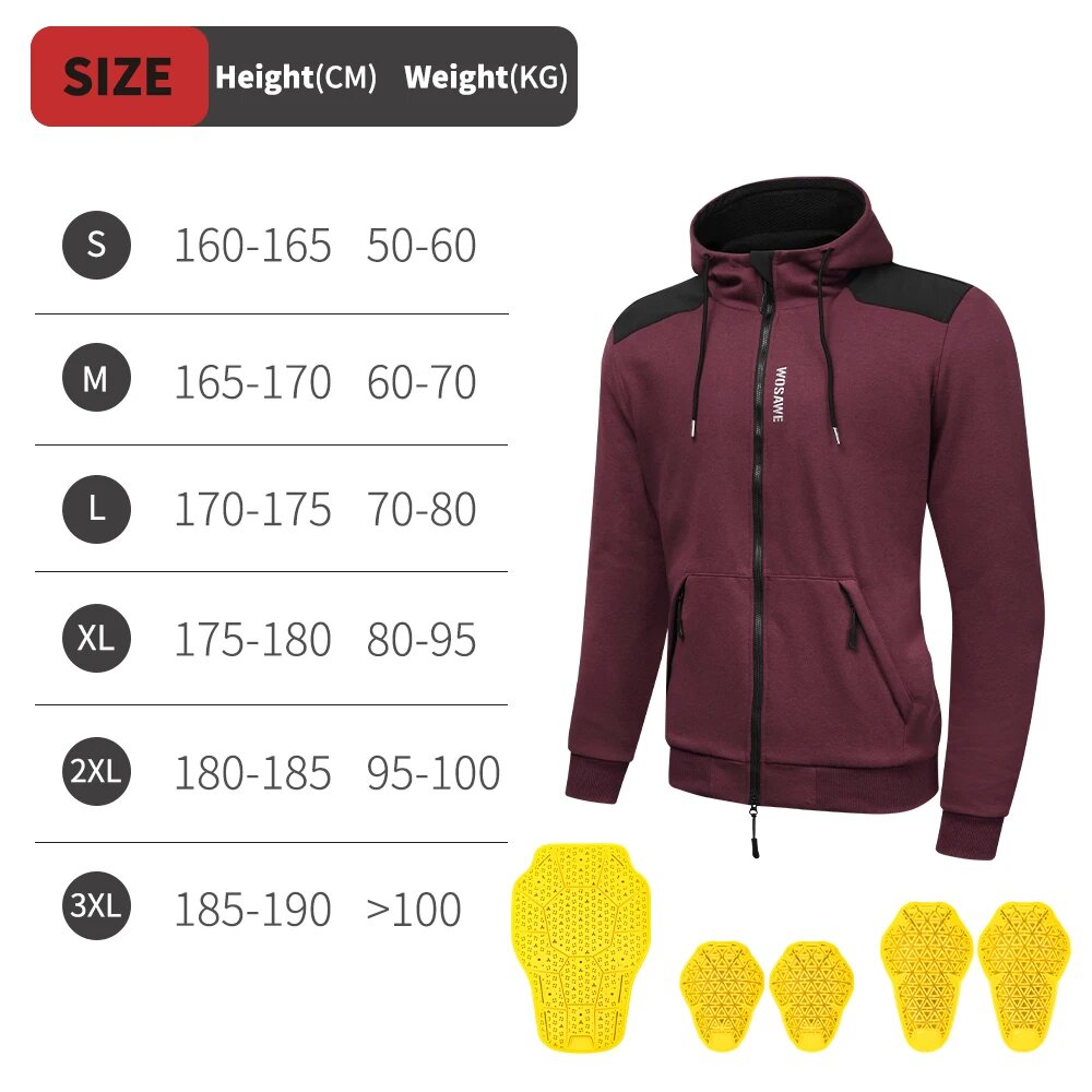 Мужская мотоциклетная толстовка WOSAWE XL, Red set A
