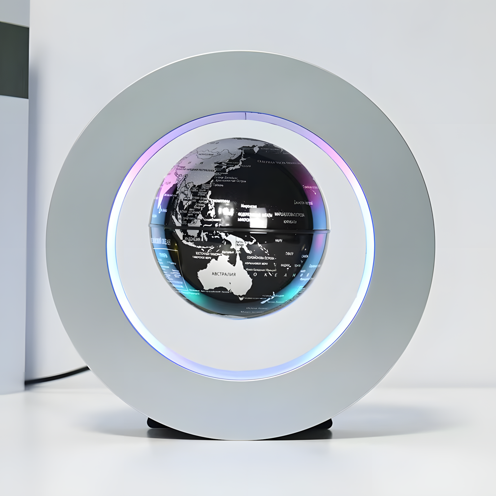 Магнитный левитационный глобус со светодиодными лампами для детей, обучающие игрушки, декоративный ночник white-b
