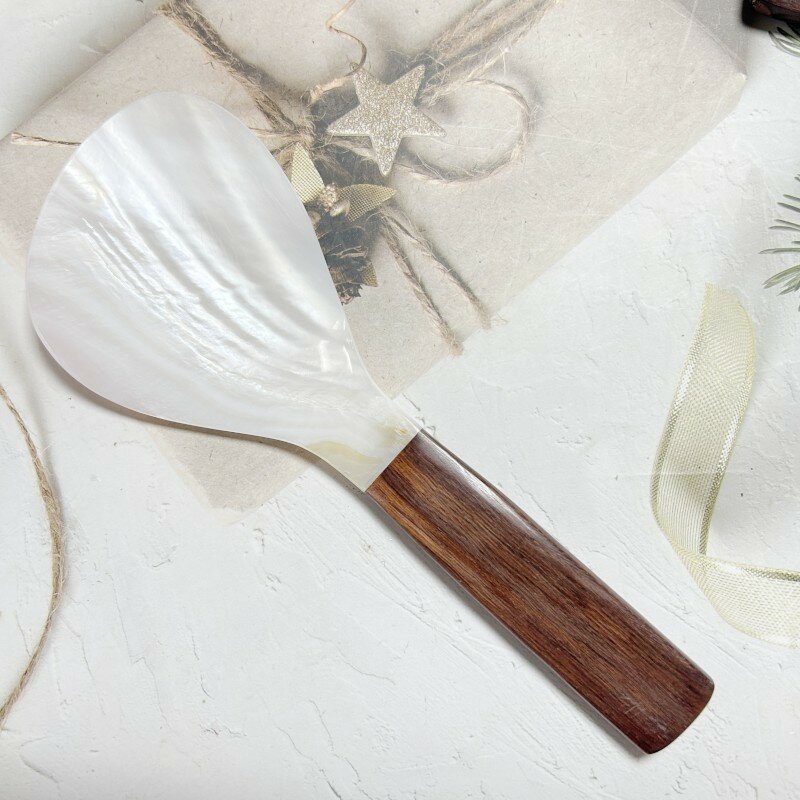 Ложка из ракушки с деревянной ручкой, ложка из красного дерева, ложка для икры, французская десертная ложка, французская ложка для салата, утолщенная ложка, туристический сувенир.