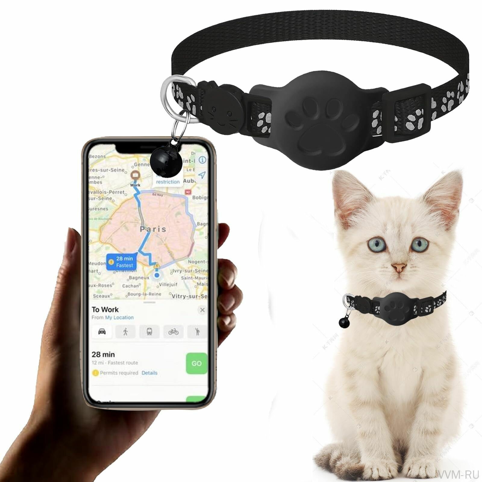 Трекер для кота с сертификацией Google, GPS-ошейник для отслеживания питомца, локатор предметов, интеллектуальная метка поиска, устройство для