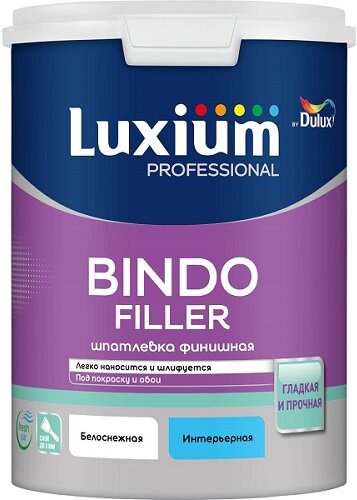 Шпатлевка Финишная Luxium Dulux Bindo Filler 1.5кг для Стен и Потолков / Люксиум Биндо Филлер.