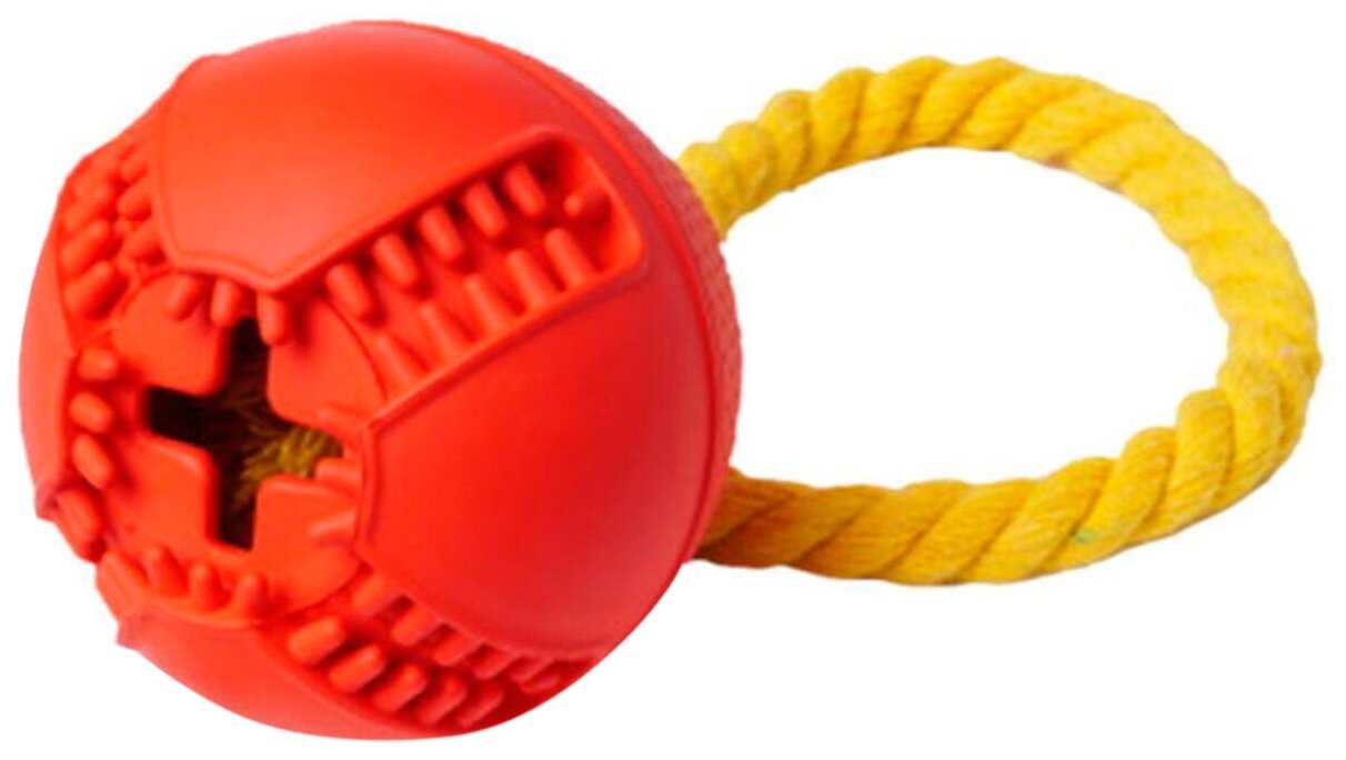 Игрушка для собак Homepet Silver Series мяч для лакомств с канатом каучук красный 7,6 х 8,2 см (1 шт)